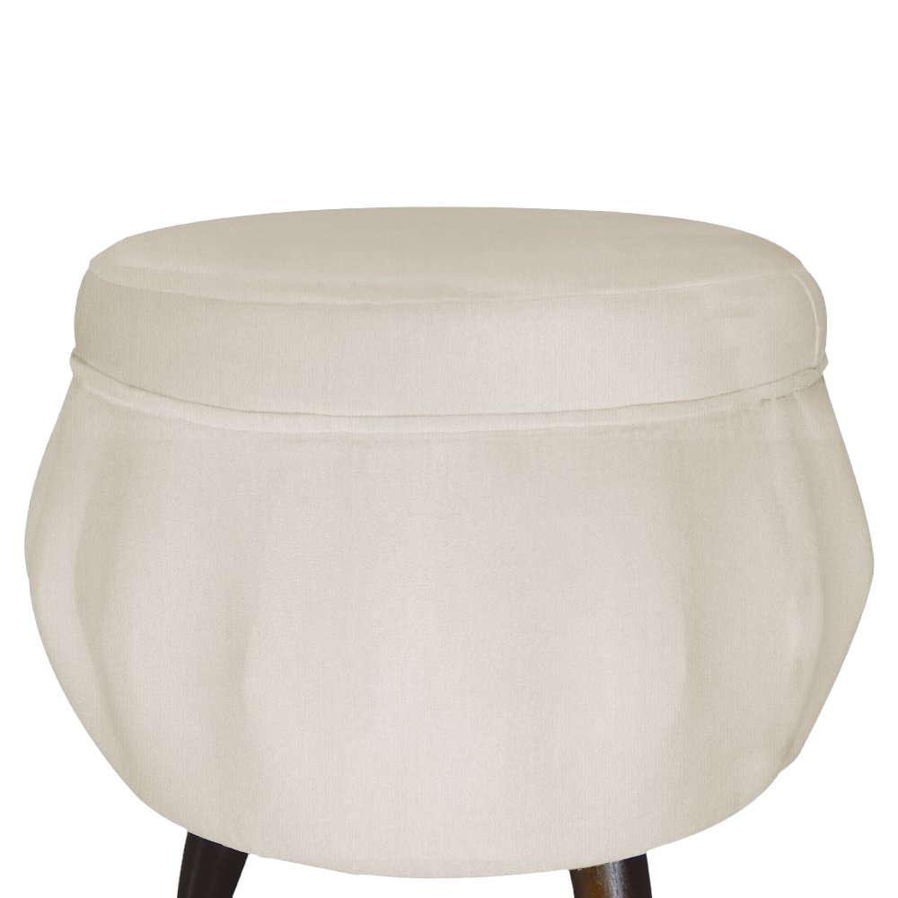 Conjunto Poltrona Estofada Com Puff Sala de Estar Pétala Suede Bege ...