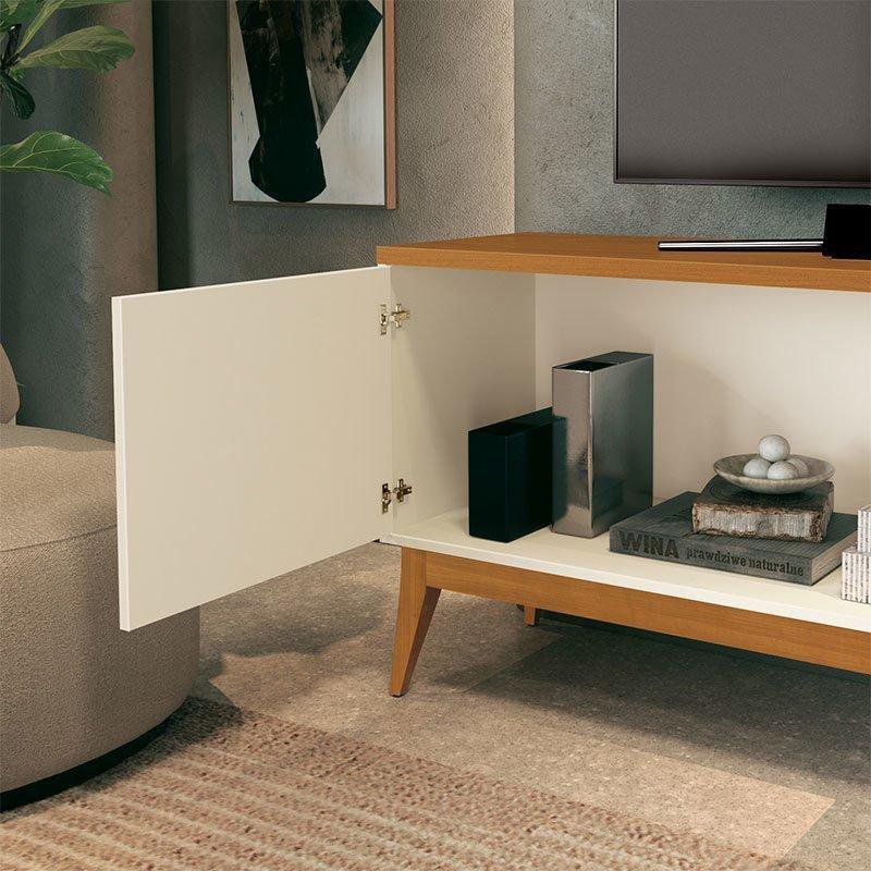 Rack Com Painel Para TV 60 Polegadas Star Legacy EDN Off White/Cedro | MadeiraMadeira