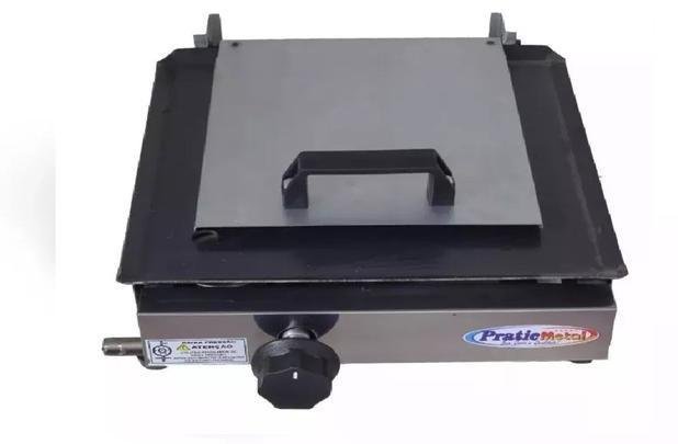 Chapeira Chapa A Gás De Lanche Porção Baixa Pressão 30x30 Com Prensa e ...