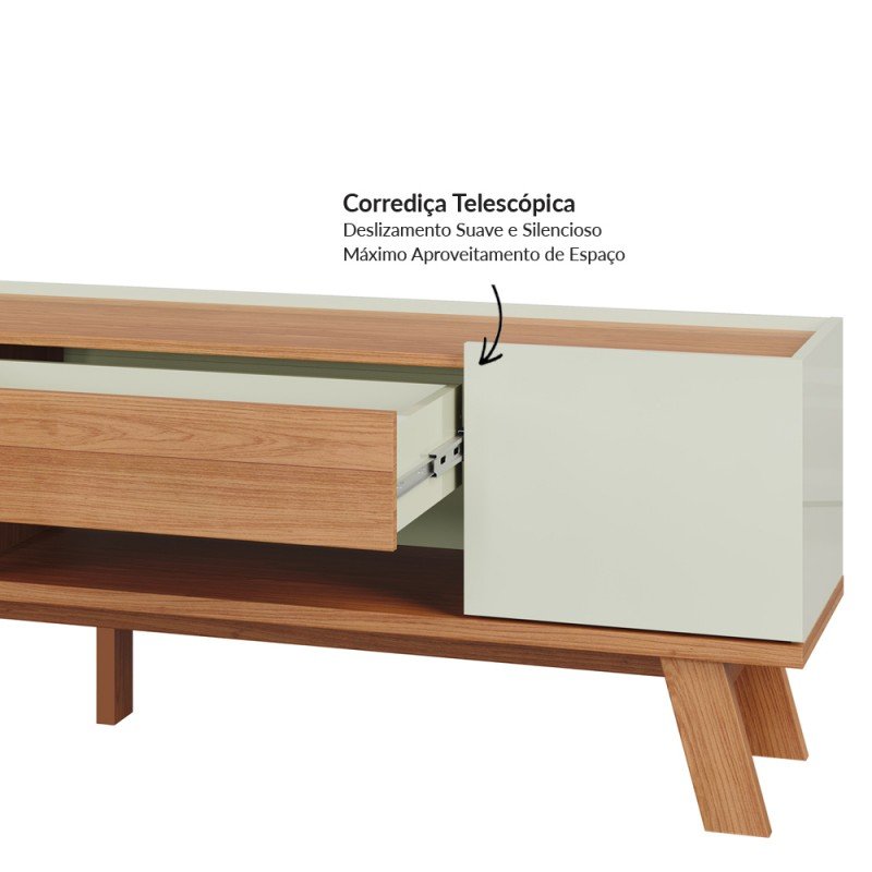 Rack para Tv até 60 Polegadas 1 Gaveta 3 Portas Lisboa Off White/freijó ...