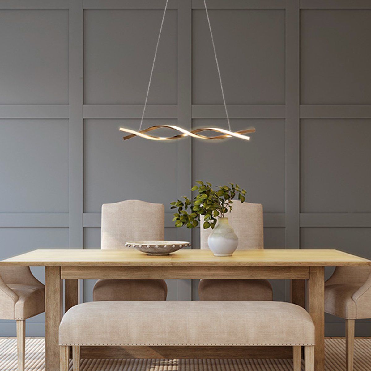 Pendente Led Taschibra Paris 3000K 18W Ouro Fosco | MadeiraMadeira