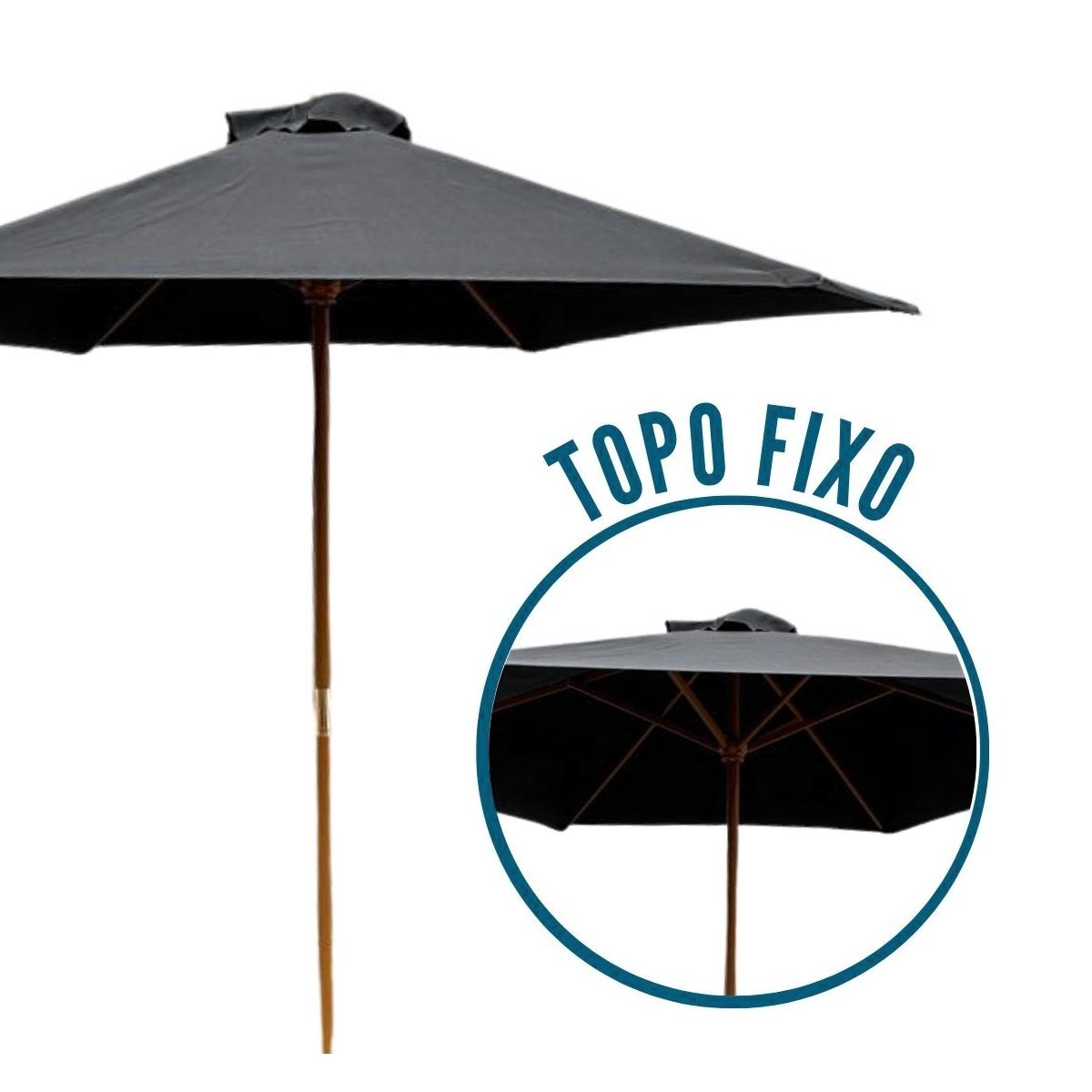 Ombrelone Guarda Sol Retrátil Central em Madeira 2,70m Ventilação ...