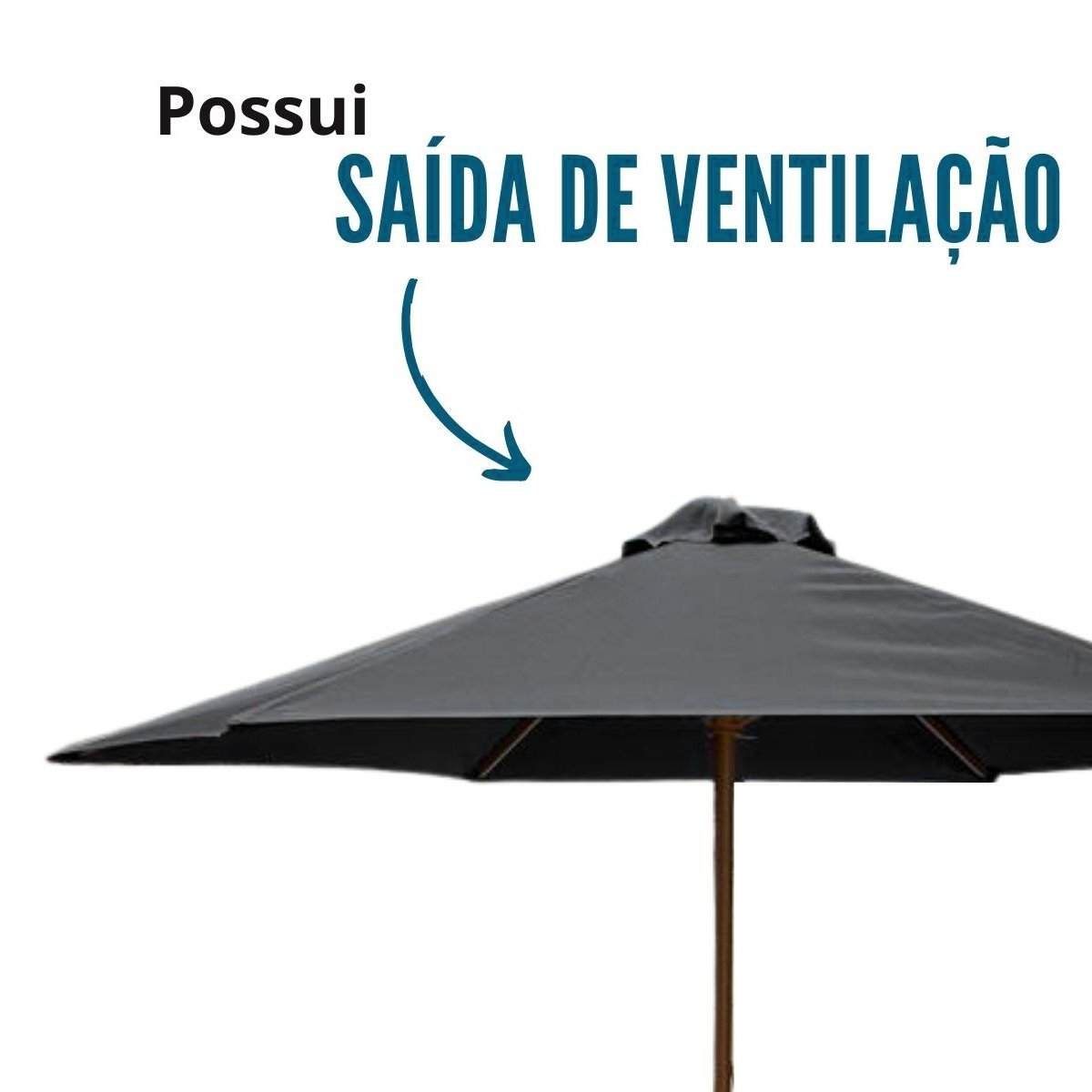 Ombrelone Guarda Sol Retrátil Central em Madeira 2,70m Ventilação ...