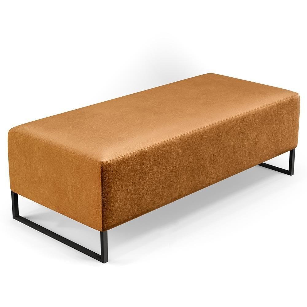 Puff Sala de Estar Base Ferro 120x50 Cm Couríssimo Whisky | MadeiraMadeira