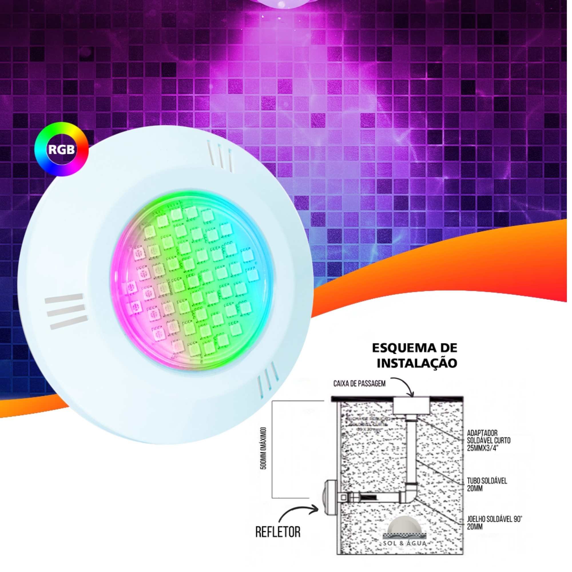 Refletor Power LED 9W ABS RGB Frente New Iluminação Colorida para ...