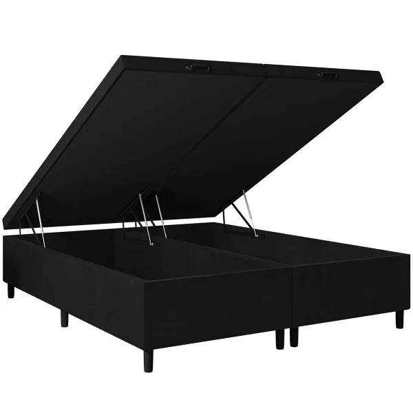 Base Box Baú Queen Suede:preto | MadeiraMadeira