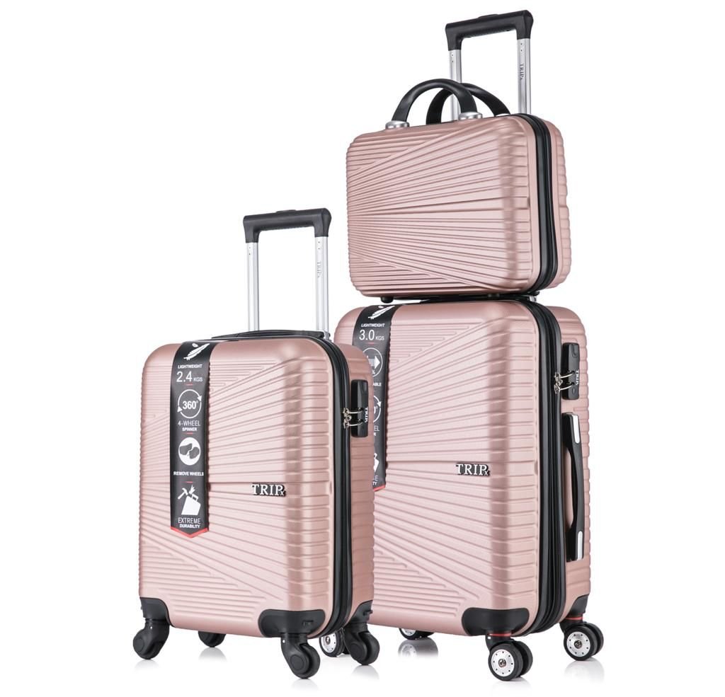 Kit de Bordo Luxo Mala de Viagem Rígida de Fibra:rose | MadeiraMadeira