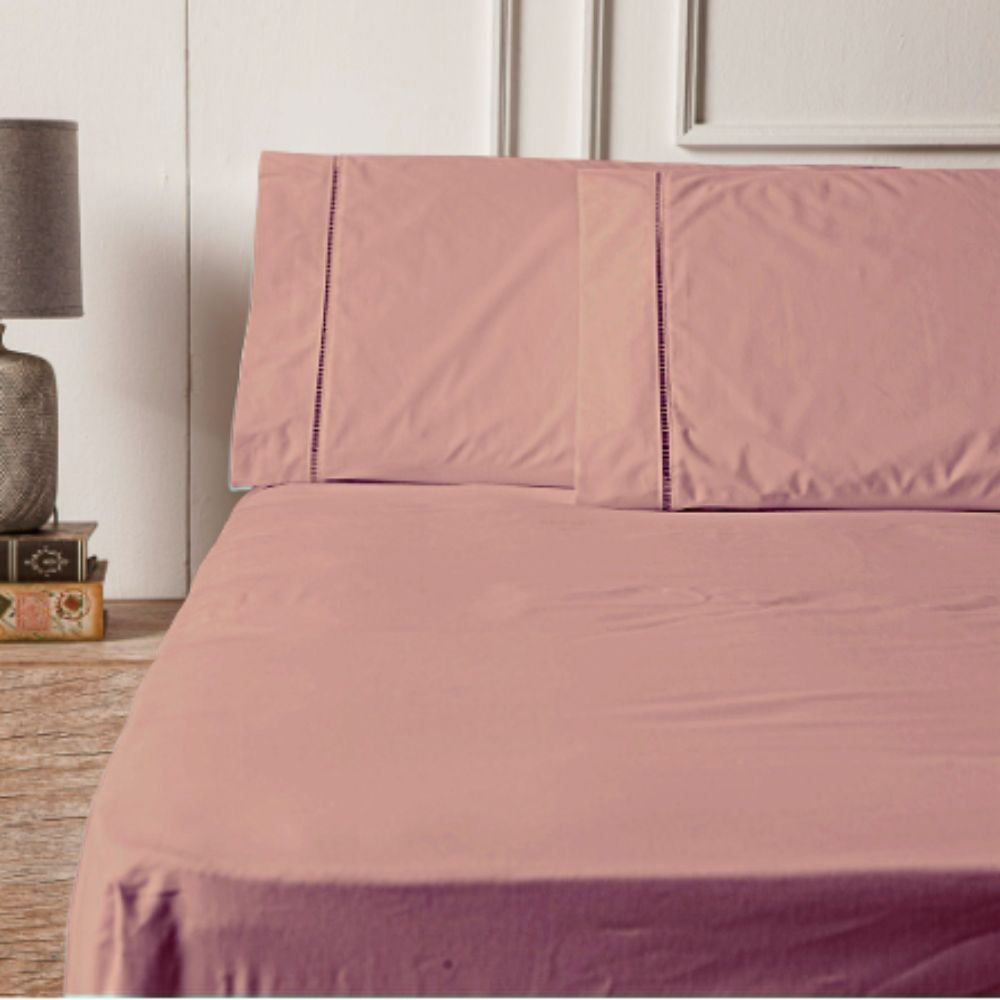 Jogo de Cama Casal 400 Fios 3 Peças Rose | MadeiraMadeira