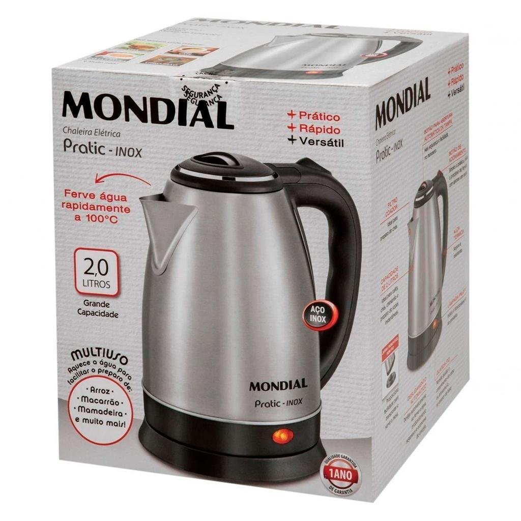 Chaleira Elétrica Mondial Inox 1200W 2 Litros Para Chá 127V ...