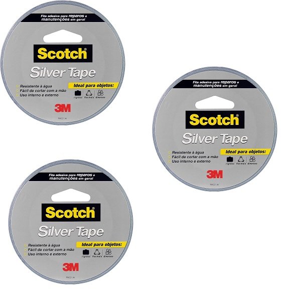 Kit 03 Fitas Silver Tape 3m Scotch 45mm X 25m | MadeiraMadeira