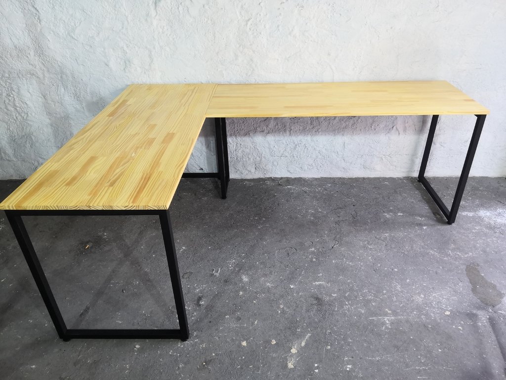 Mesa de Escritório em L em duas peças 120x40 e 140x60 com pé recuado ...