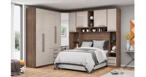 Quarto Modulado de Casal Connect com 7 Peças Espresso Móveis ...