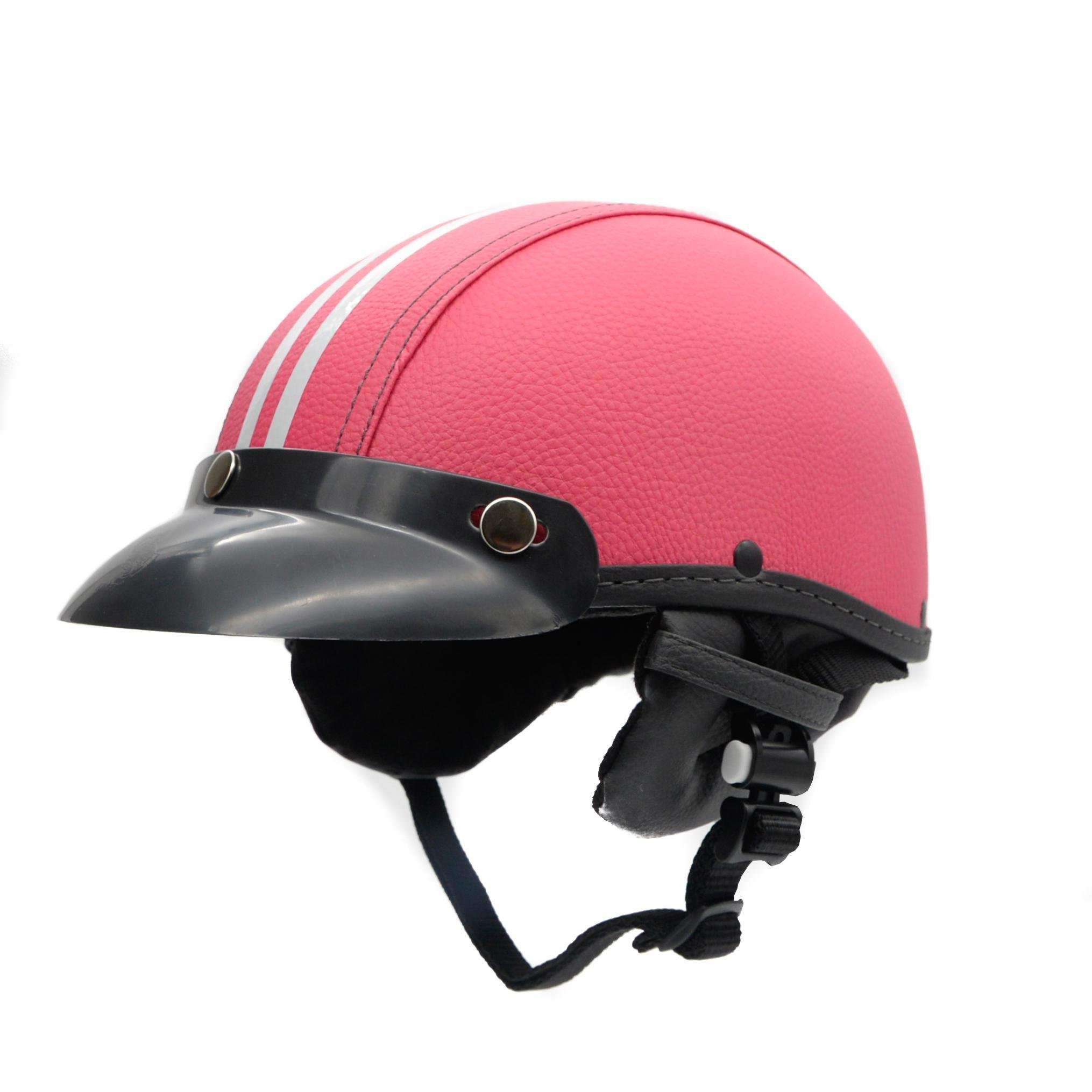 Capacete Coquinho Scooter Moto Elétrica Bike Couro Rosa | MadeiraMadeira