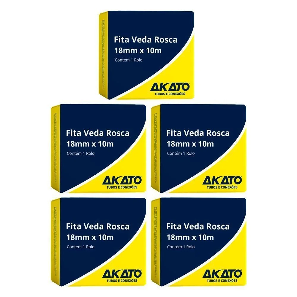 Kit C- 5 Fita Veda Rosca 18mm X 10m - Akato | MadeiraMadeira