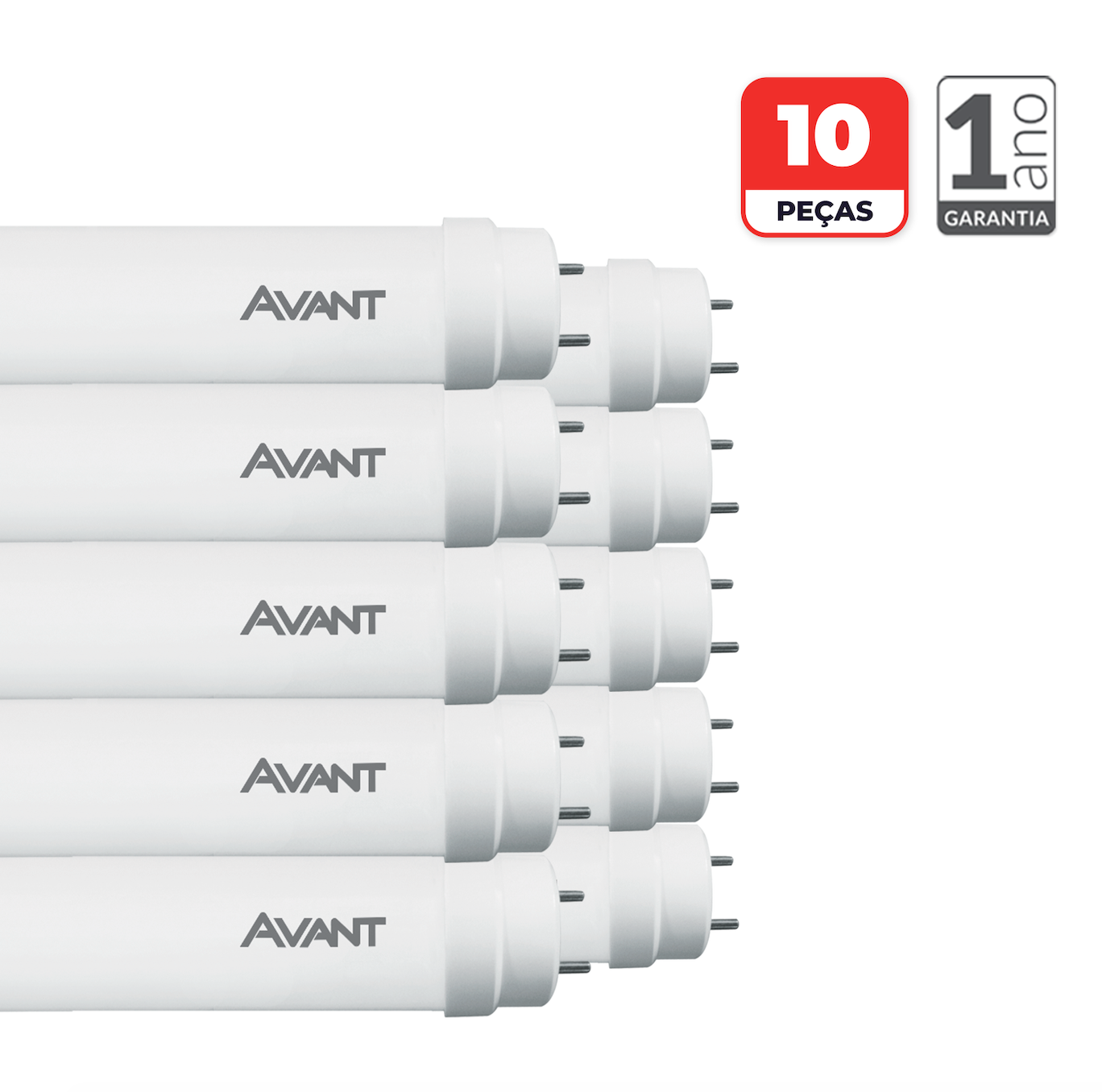Kit 10 Lâmpadas Tubulares 9w 60cm Branco 6500k Avant | MadeiraMadeira