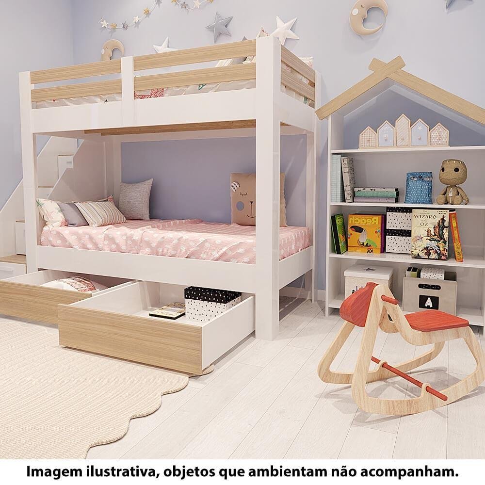 Beliche Infantil Star Plus Com 2 Gavetas Branco Montana | MadeiraMadeira