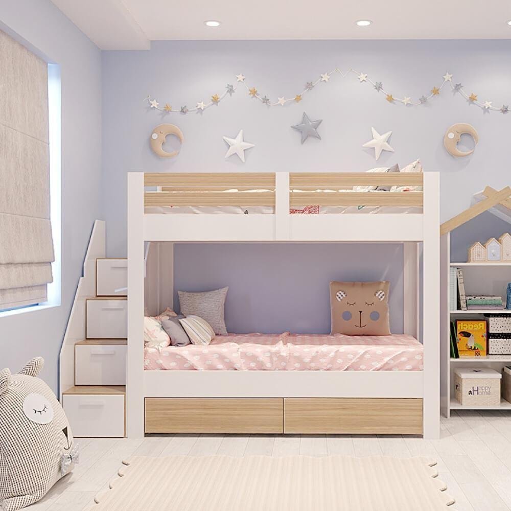 Beliche Infantil Star Plus Com 2 Gavetas Branco Montana | MadeiraMadeira