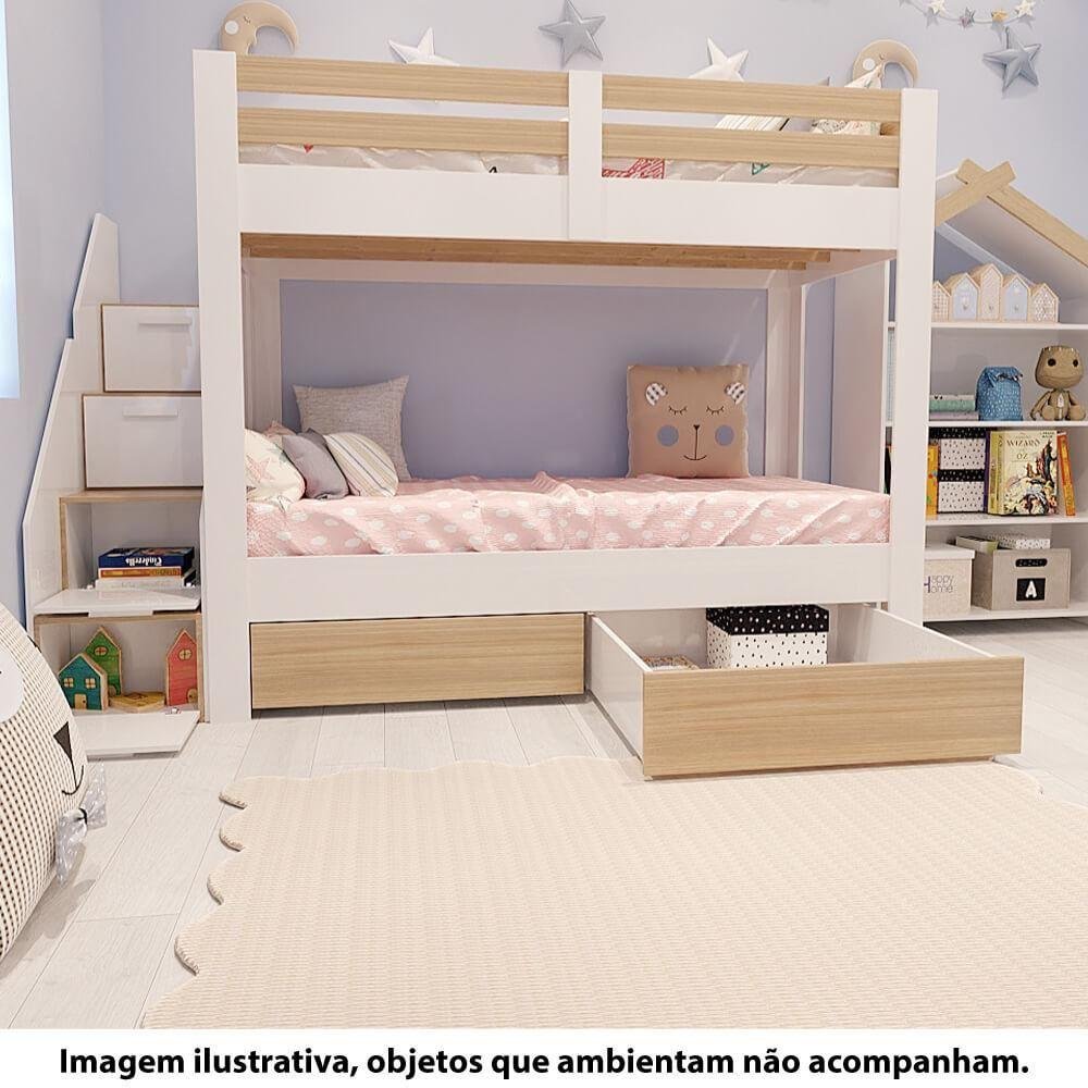 Beliche Infantil Star Plus Com 2 Gavetas Branco Montana | MadeiraMadeira