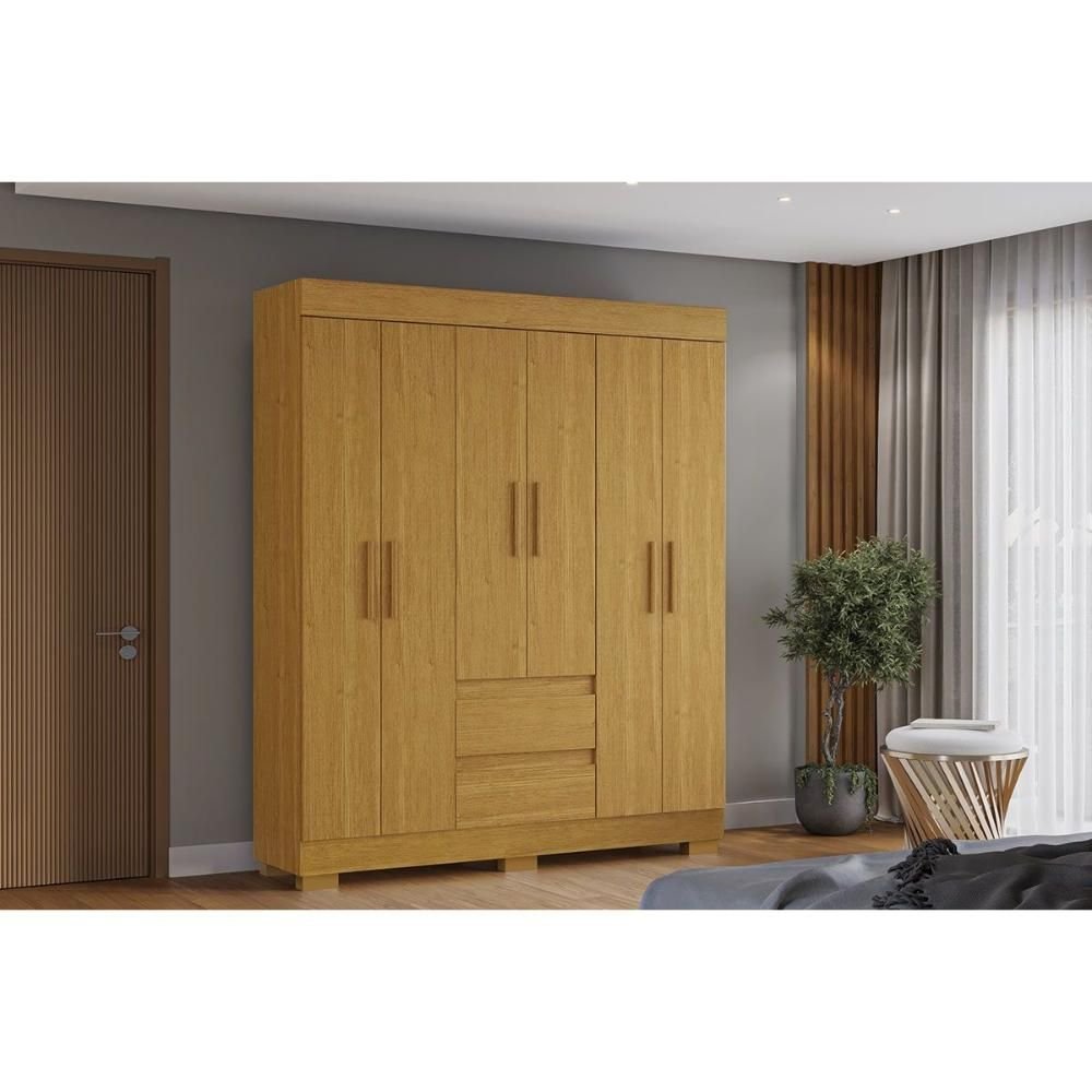 Guarda Roupa Solteiro 6 Portas e 2 Gavetas Maya Cinamomo - Acp | MadeiraMadeira