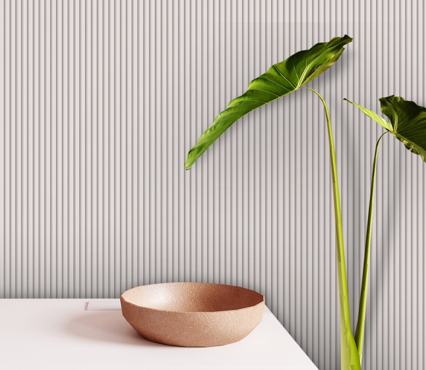 Papel de Parede Ripado Liso de Madeira Cor Bege 3m | MadeiraMadeira