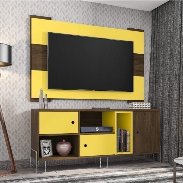 Rack com Painel para TV até 55 Polegadas 3 Portas e Nichos Viena ...