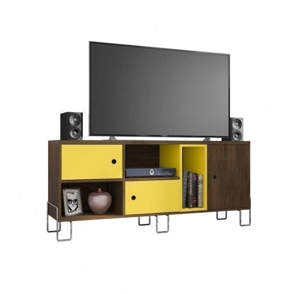 Rack com Painel para TV até 55 Polegadas 3 Portas e Nichos Viena ...