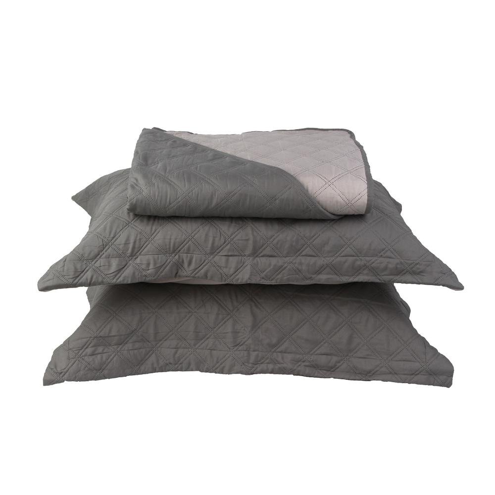 Kit Colcha King Cinza Dupla Face - A\CASA | MadeiraMadeira