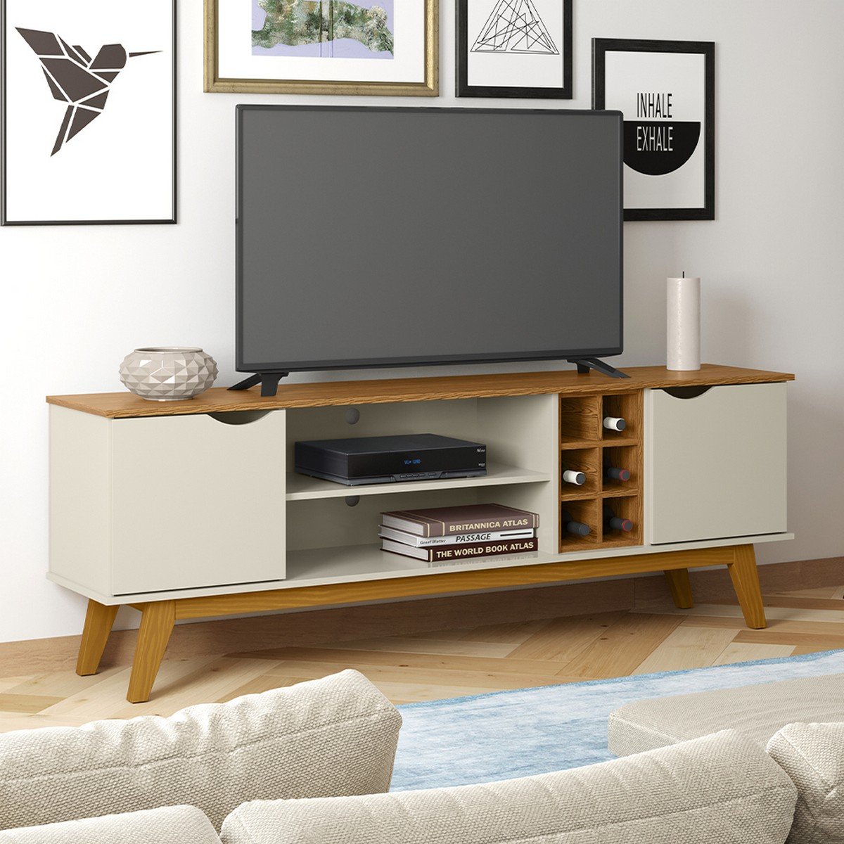 Rack Com Painel Para TV 60 Polegadas Sala De Estar Retro Prism:Off ...