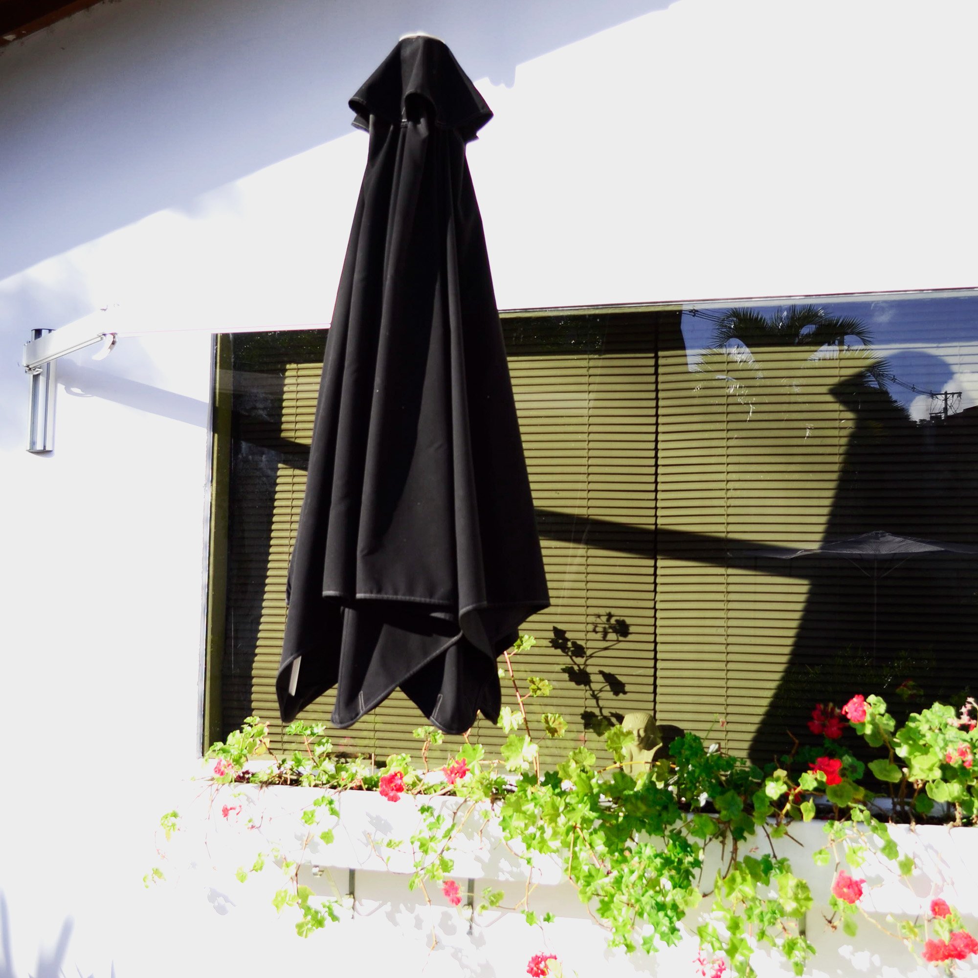 Ombrelone Guarda Sol Parede 2m Alumínio Preto Cobertura Uv:preto ...