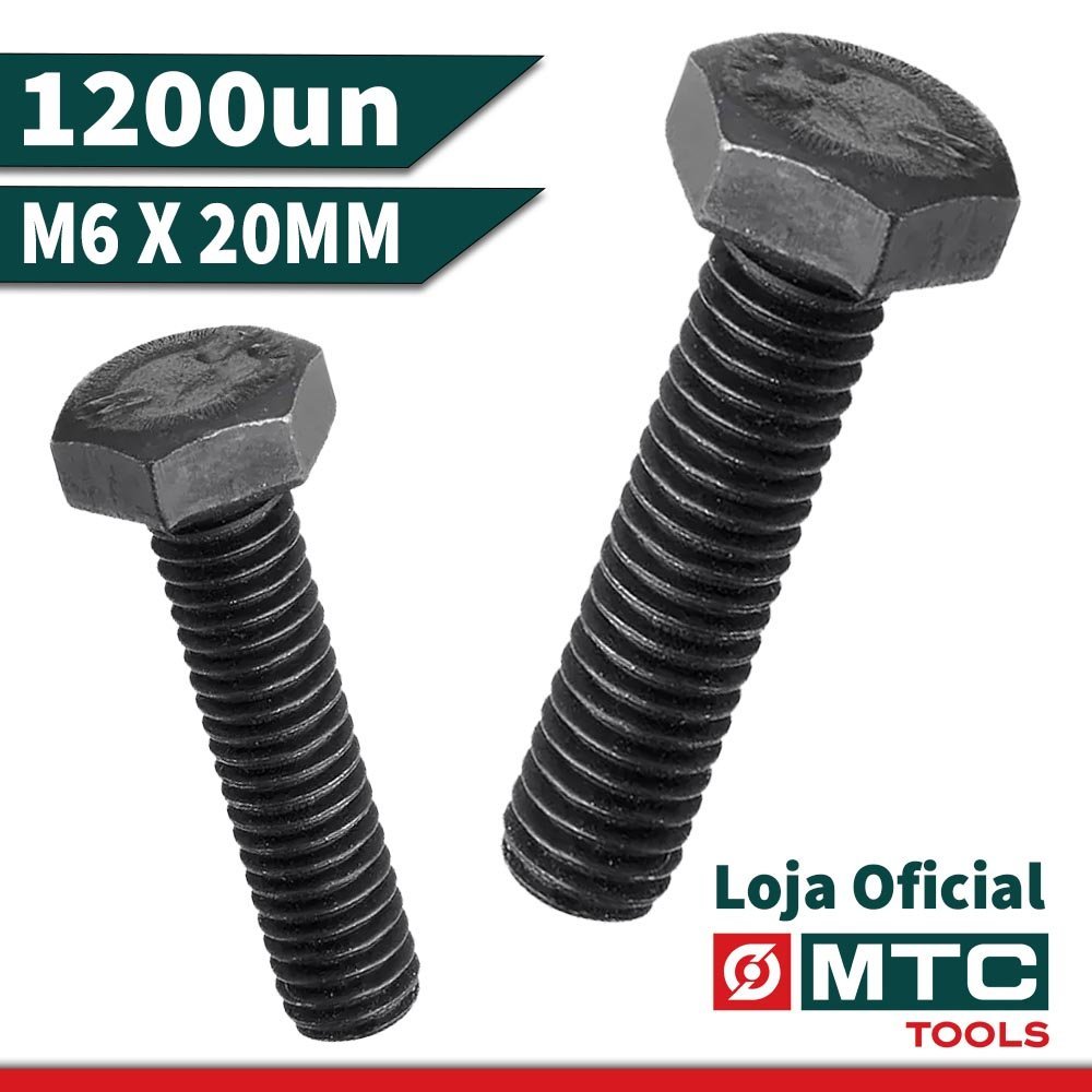 PARAFUSO SEXTAVADO DIN 933 M6 X 20 ZINCO PRETO - 1200Pçs | MadeiraMadeira