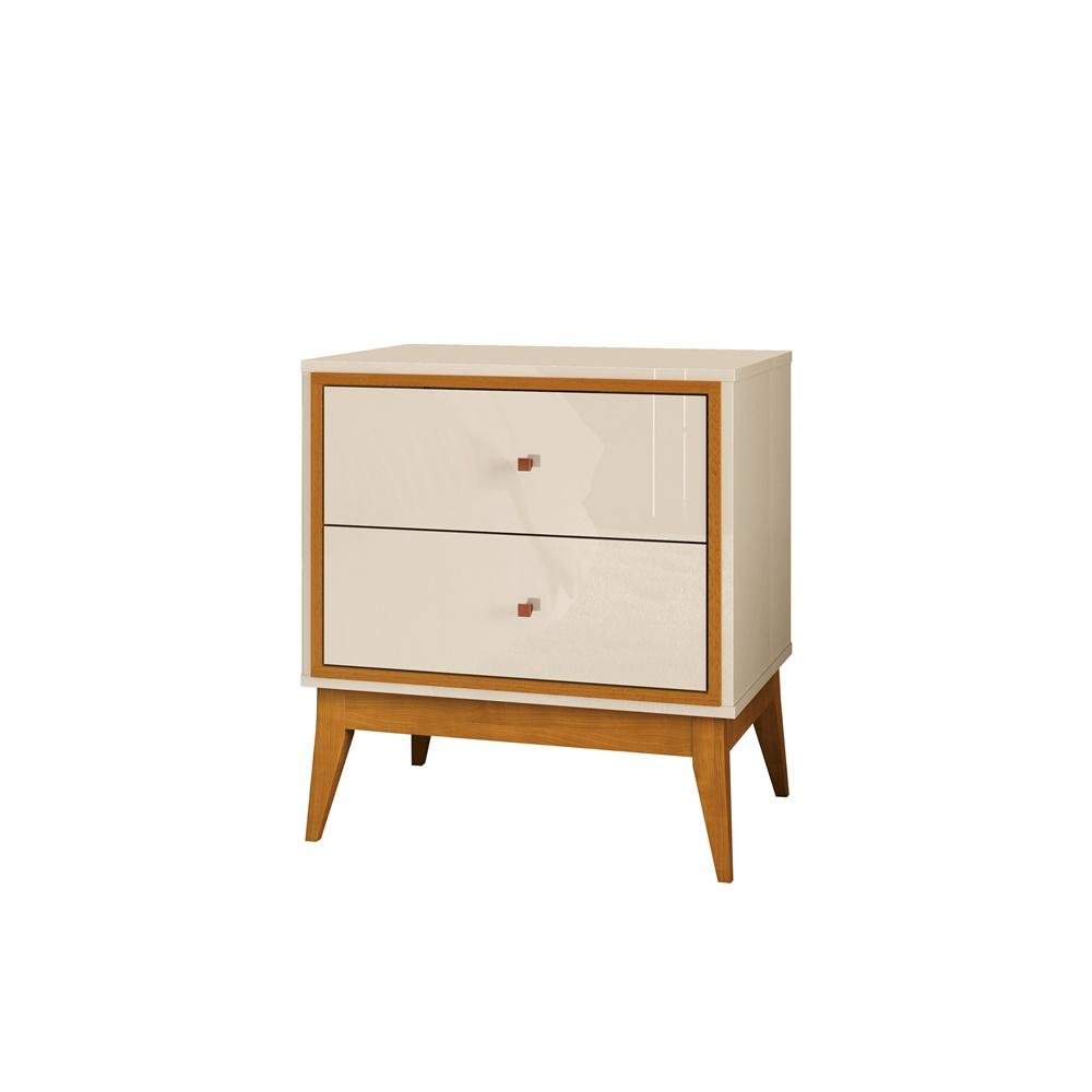 Mesa de Cabeceira Lucca 2 Gavetas Off White Cedro 47621 EDN | MadeiraMadeira
