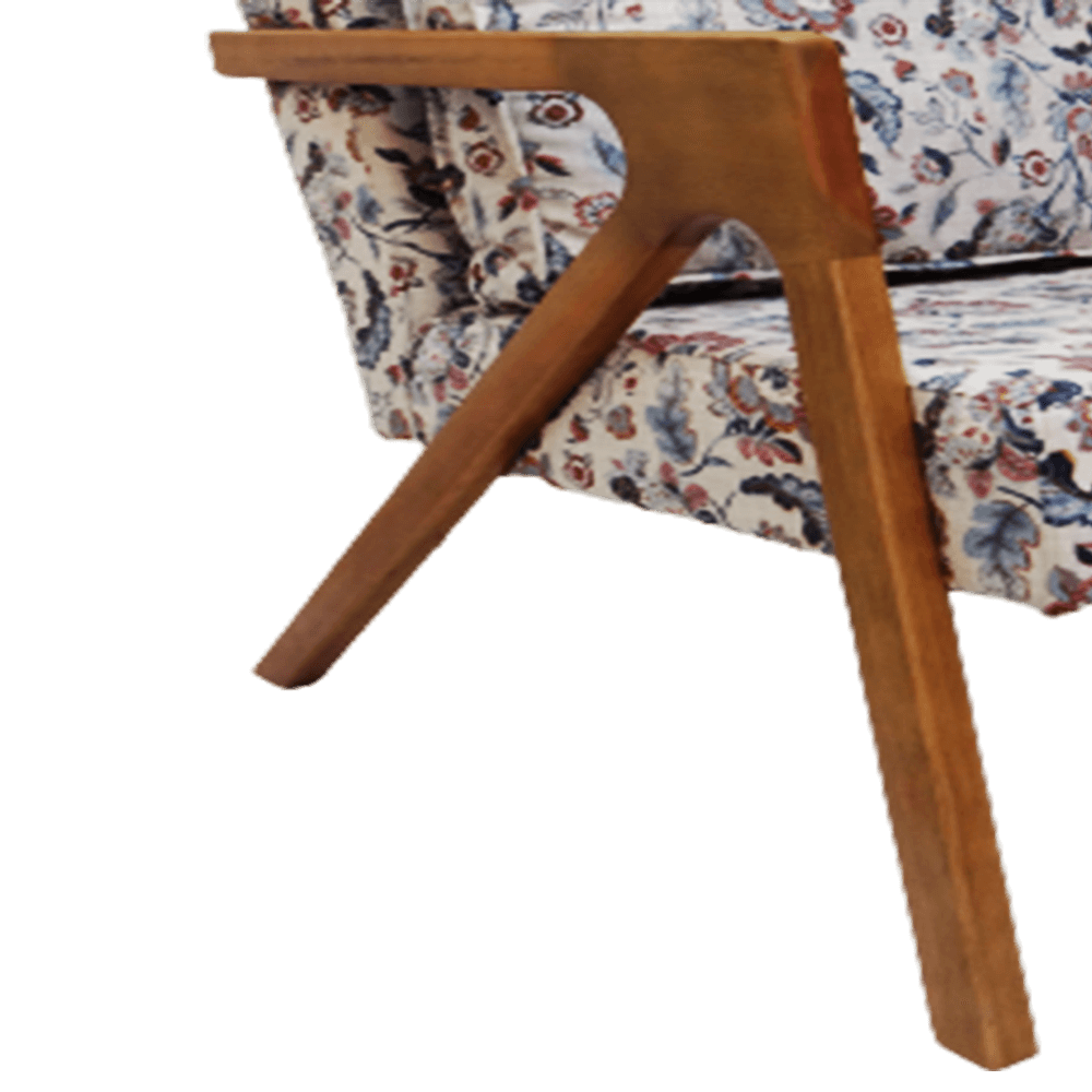 Poltrona Luana Linho Floral Braços em Madeira Maciça (Liz Maria Decor ...