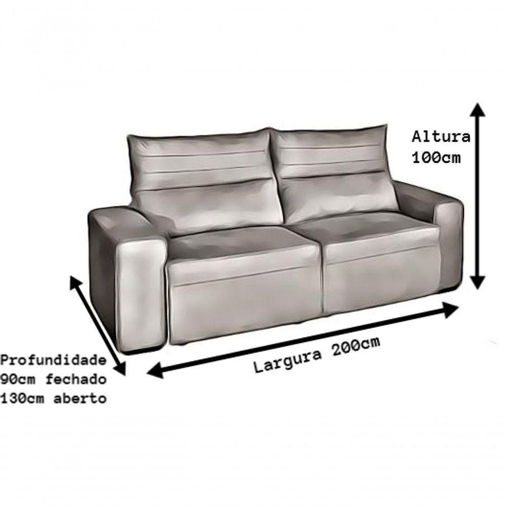 Sofa Retratil Reclinável Viena Cinza 2,00m 3 Lugares Rec Estofados | MadeiraMadeira