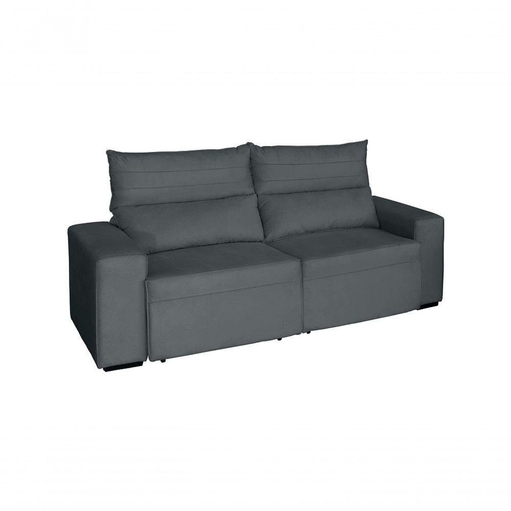 Sofa Retratil Reclinável Viena Cinza 2,00m 3 Lugares Rec Estofados | MadeiraMadeira