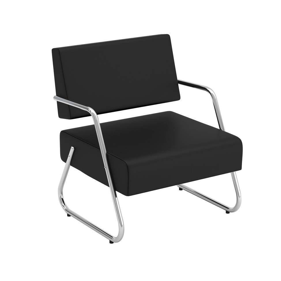 Poltrona Fixa Brigatto 1 lugar Vinil Preto Base Cromada | MadeiraMadeira
