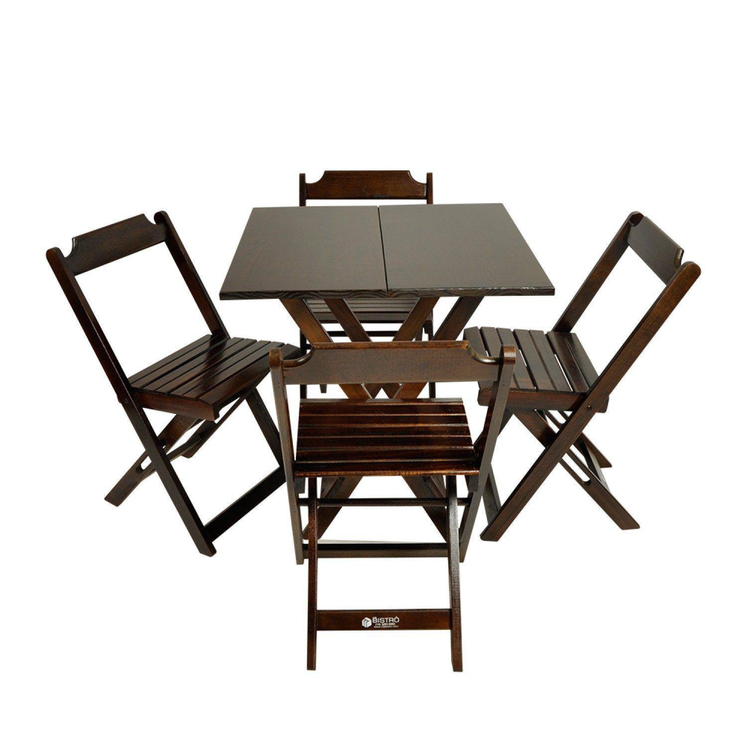 Conjunto Mesa E 4 Cadeiras Imbuia Encosto Reto - Madesil | MadeiraMadeira