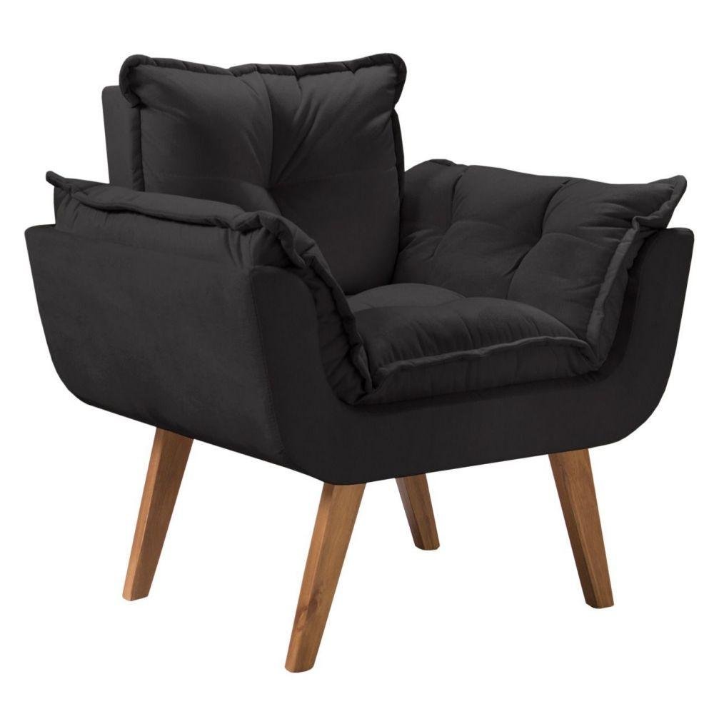 Poltrona Opala Pé Palito Tecido Preto | MadeiraMadeira