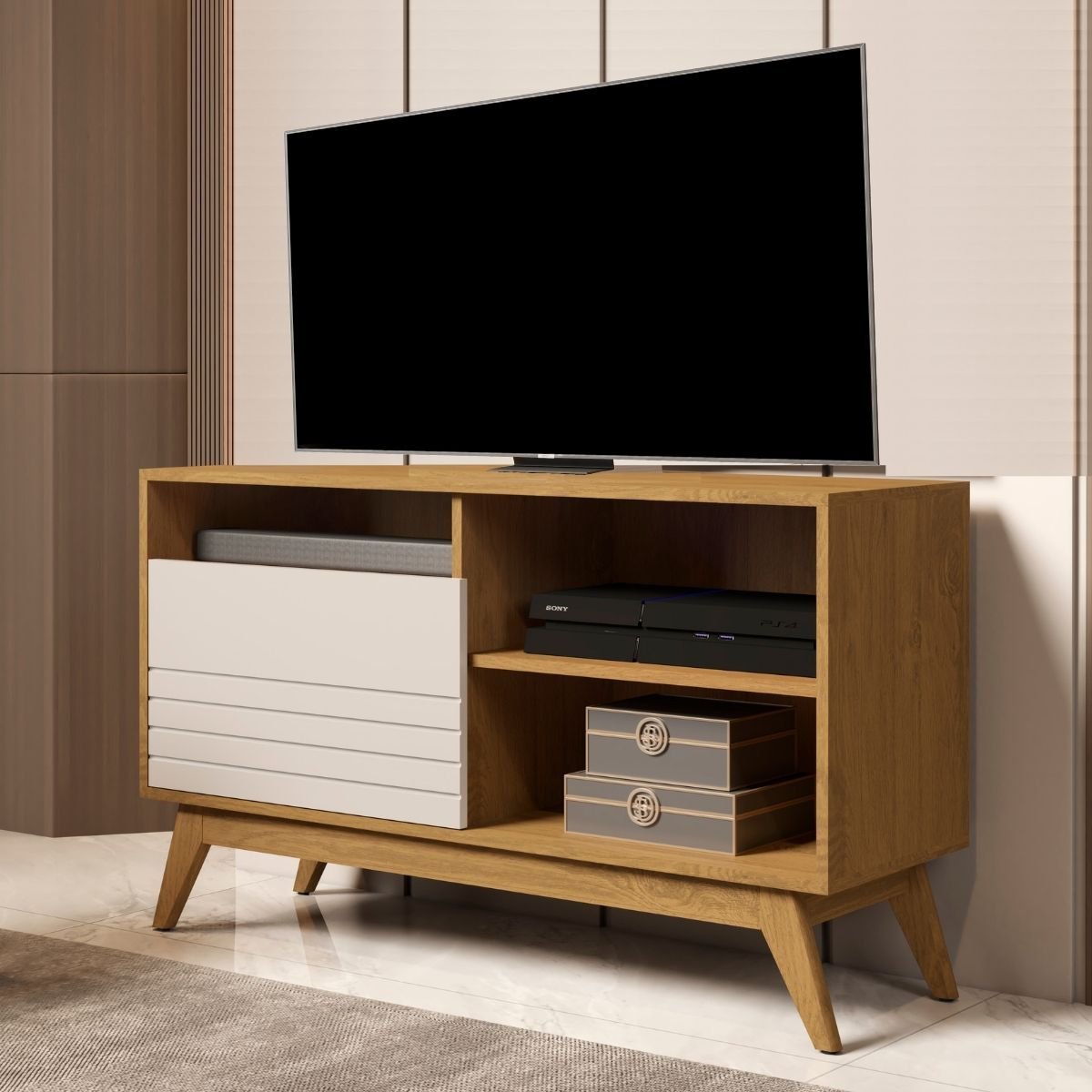 Rack de Televisão até 32 Polegadas com Porta Prateleira Nicho - Mod ...