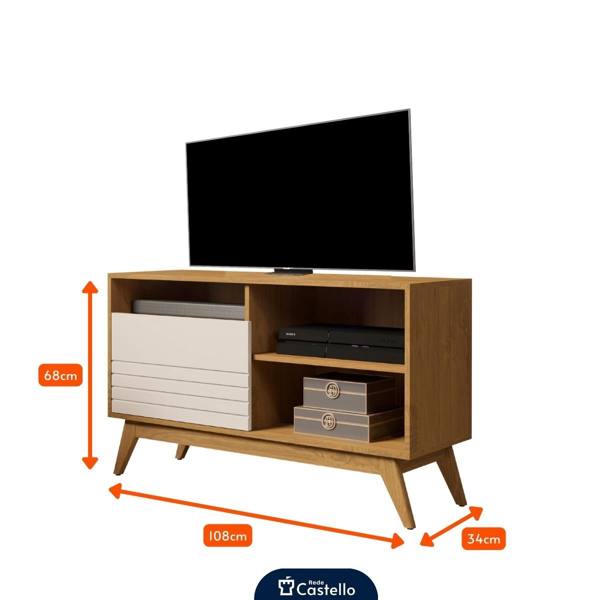 Rack de Televisão até 32 Polegadas com Porta Prateleira Nicho - Mod ...