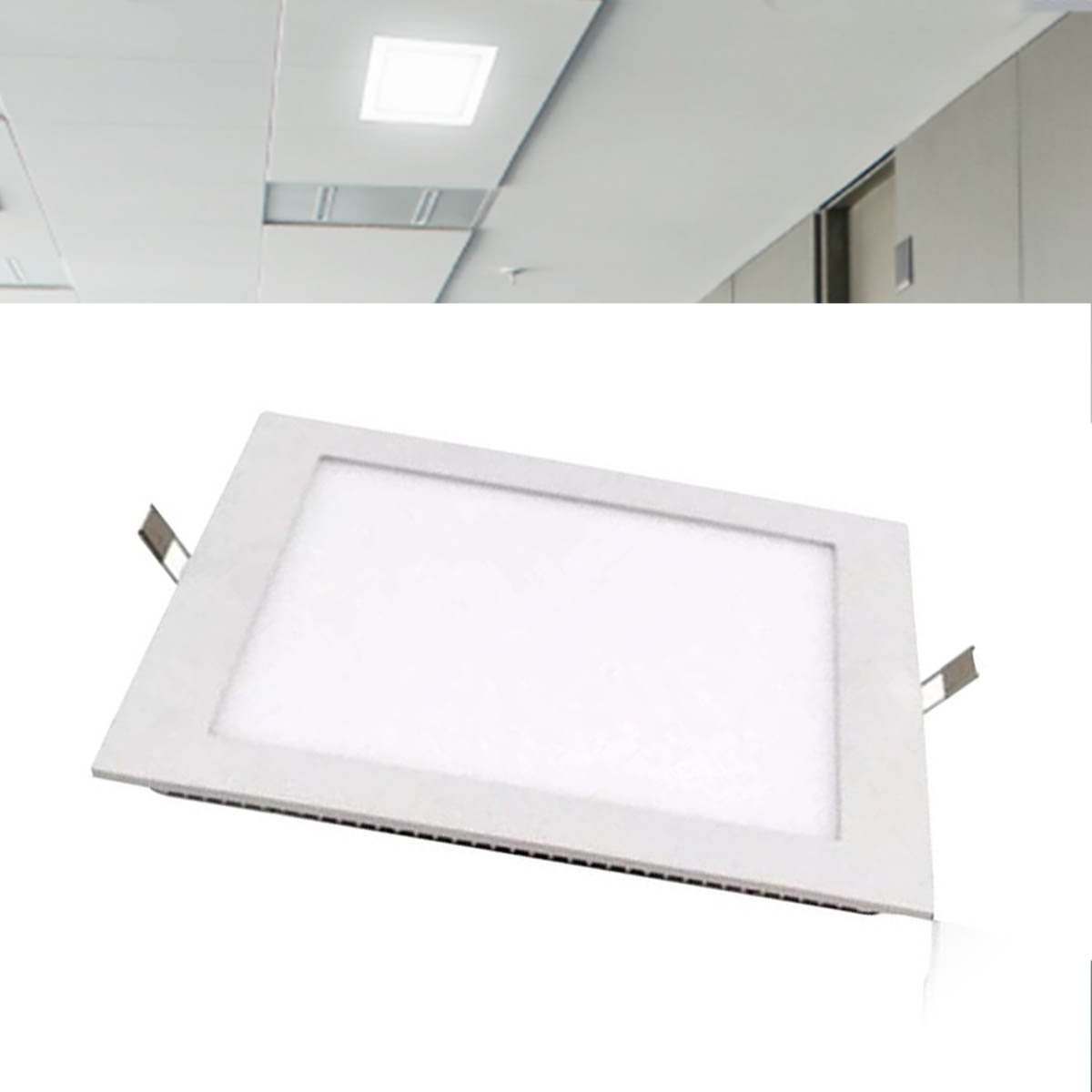 Painel Paflon Led 12w Embutir Kit 2 Uni Quadrado Branco Frio Casa ...