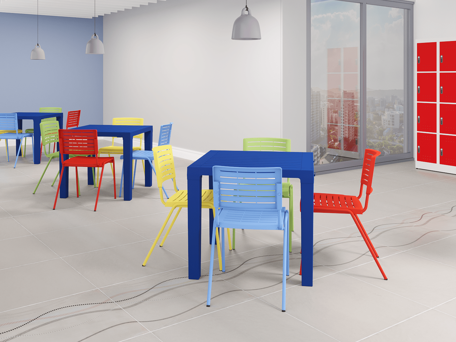Mesa Multiuso Quadrada Plástica 80 Cm Niala Plaxmetal Azul | MadeiraMadeira