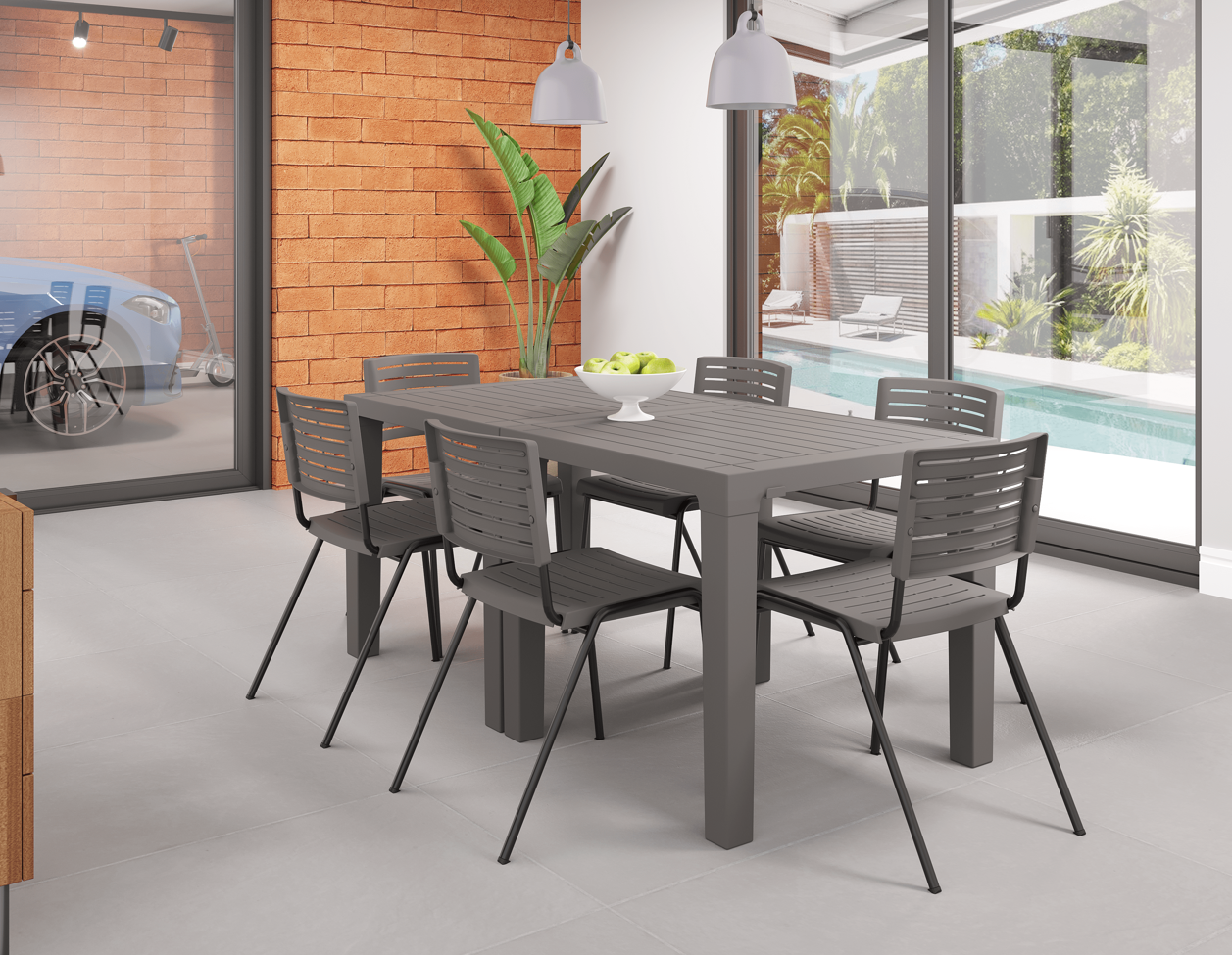 Mesa Multiuso Quadrada Plástica 80 Cm Niala Plaxmetal Azul | MadeiraMadeira