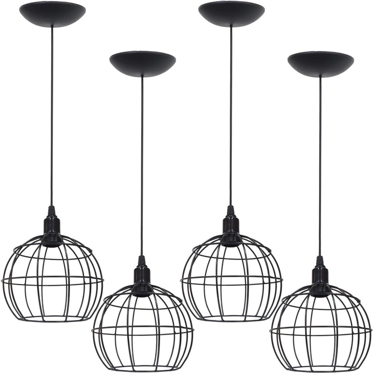 4 Pendentes Aramado Globo Luminária Lustre Teto Retrô Vintage ...