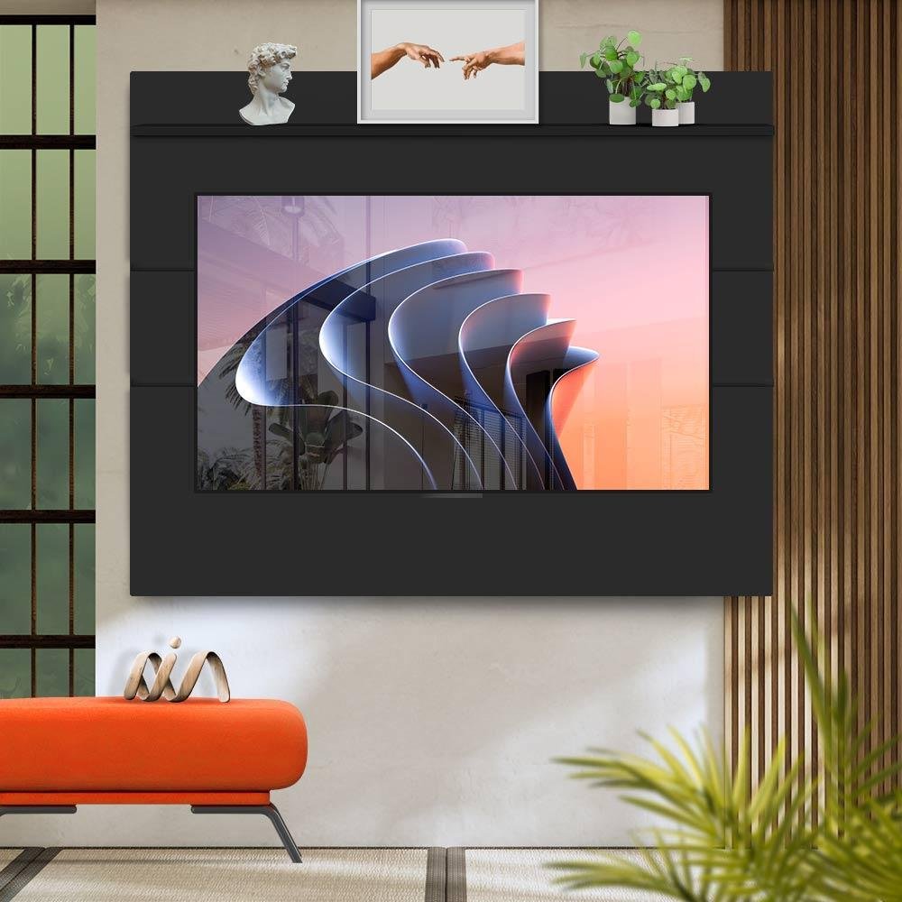 Painel De Parede Para TV Até 65 Polegadas 180 cm Black Iver Shop JM ...