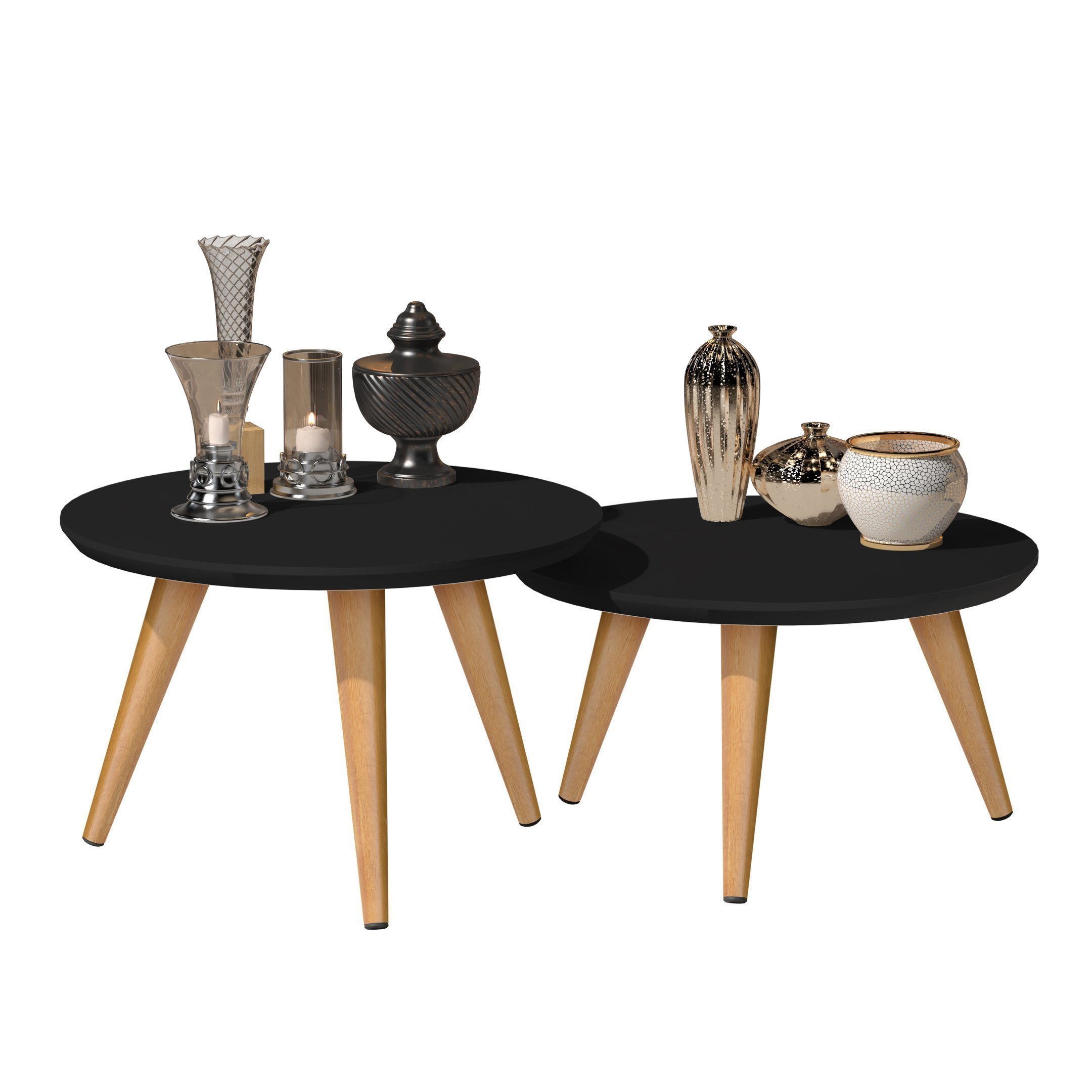 Conjunto Mesa de Centro Pub: Preto | MadeiraMadeira