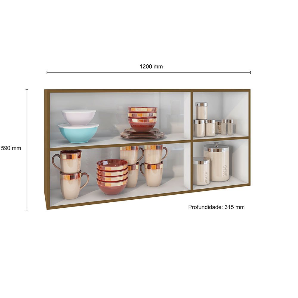 Armário Aéreo Evidence 3 Portas 120cm Com Prateleira Poliman Móveis ...