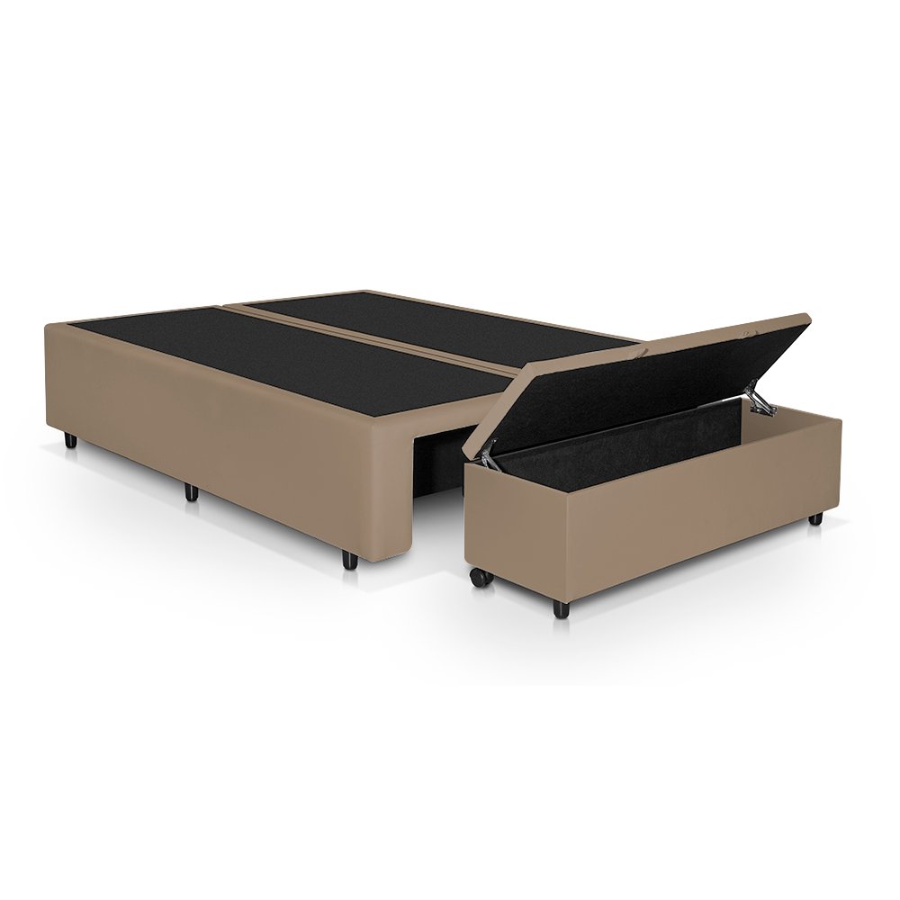 Cama Box Queen com Recamier Flex 1,58x1,98 Bipartido Bege | MadeiraMadeira