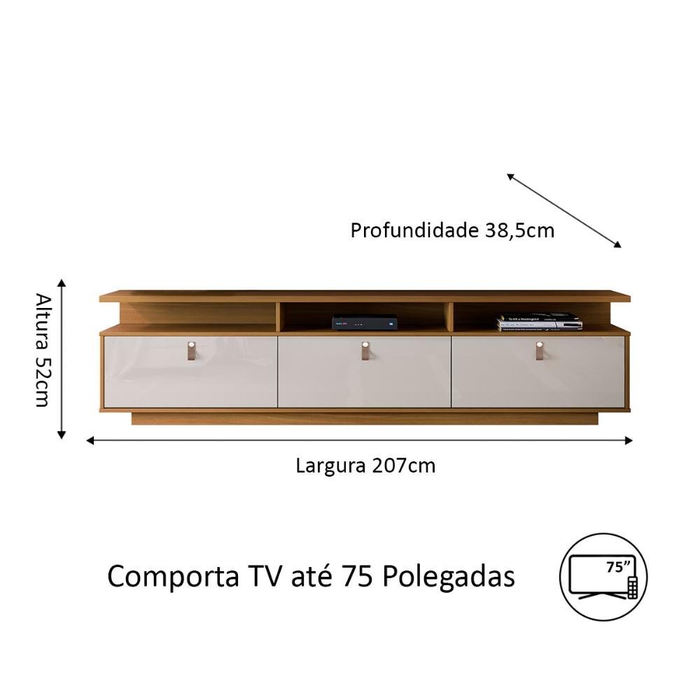 Rack Bancada Decoração Sala Estar Tv’s Até 75 Polegadas 3 Portas ...