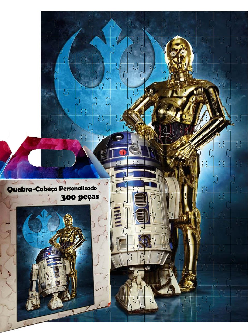 Quebra-Cabeça Puzzle Star Wars R2D2 e C3PO de 300 peças - 165 peças ...