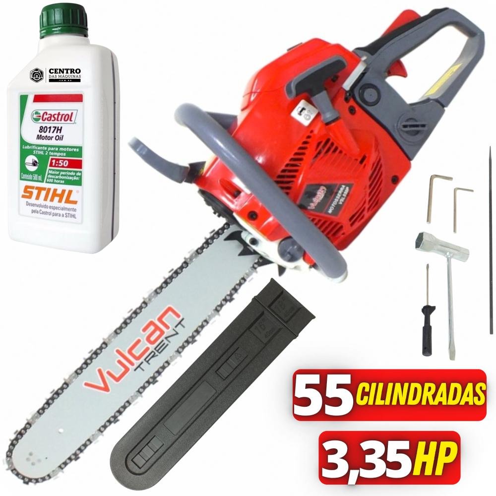Motor Serra Profissional Vulcan VSL550P á Gasolina Sabre de 18 Pol + Óleo Castrol Sthil ...